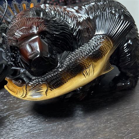 熊の木彫り置物北海道民芸品 メルカリ