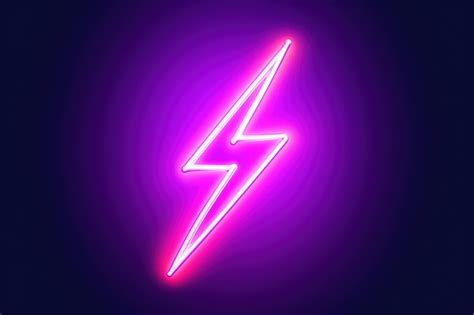 Lightning Icon Neon Purple Thunderstorm Premium Ai Generated Image