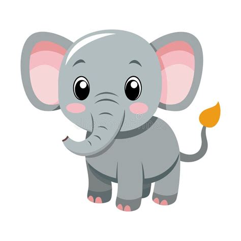 Cute Elephant Cartoon Vector Illustration On White Background Stock