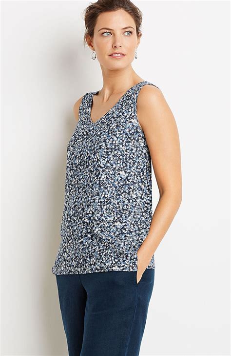 Perfect Pima Printed V Neck Tank From Jjill Clothes For Women Jjill