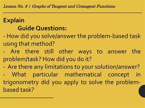 Lesson No 8 Graphs Of Tangent And Cotangent Functions Ppt