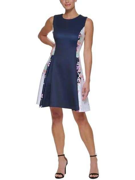 Buy Dkny Floral Print Knee Fit And Flare Dress Multi At 42 Off