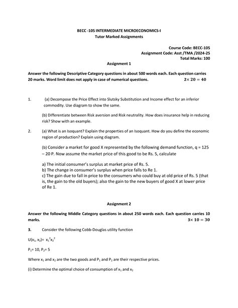 IGNOU BECC 105 SOLVED ASSIGNMENT 2024 25 ENGLISH MEDIUM