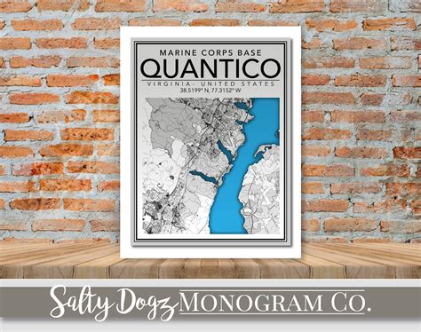 Wall Art Map United States Marine Corps Base Quantico Etsy