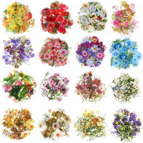Colarr 1000 Pcs Vintage Flower Stickers Scrapbook Floral