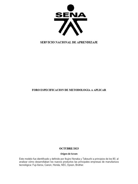 Foro Especificacion De Metodologia A Aplicar Pdf Scrum Desarrollo