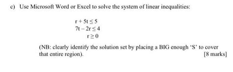 Solved C Use Microsoft Word Or Excel To Solve The System Of Chegg