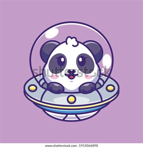 우주선 Ufo 만화를 날리는 귀여운 팬더 스톡 벡터로열티 프리 1953066898 Shutterstock