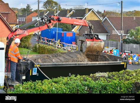 Tipper Truck Driver Standing Operating Controls Grab Crane Bucket