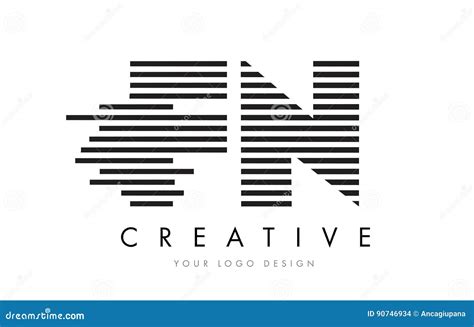 Fn F N Zebra Letter Logo Design With Black And White Stripes Stock