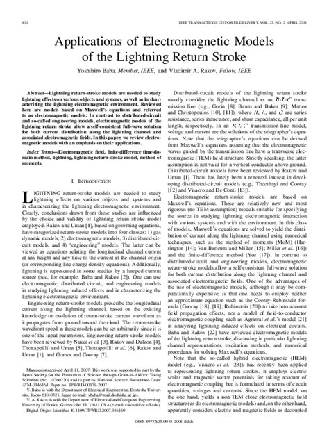 pdf applications of electromagnetic models of the lightning return