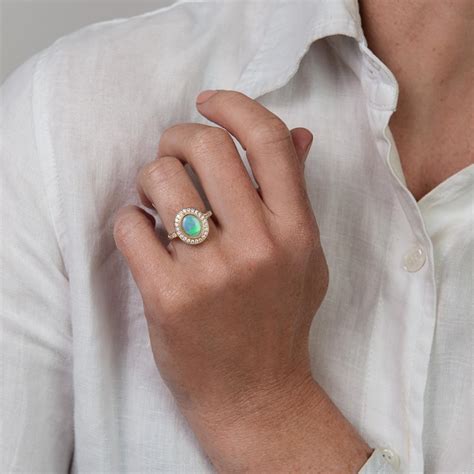 Vibrant Australian Lightning Ridge Opal And Diamond Ring Lannah Dunn