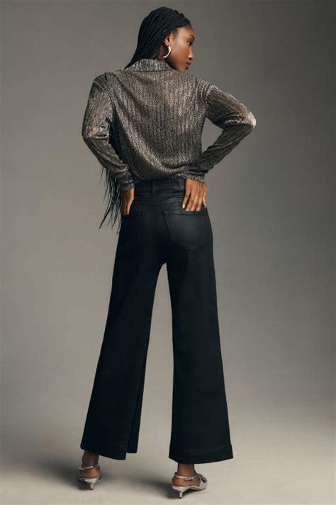 Paige Anessa 코팅 하이라이즈 크롭 와이드 레그 진 앤트로폴로지 한국 공식 스토어 유니크한 여성 패션 및 라이프스타일 편집샵 200개이상의 프리미엄 브랜드