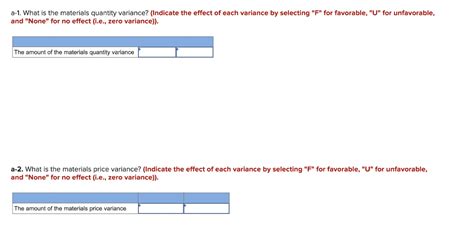 Solved A 1 What Is The Materials Quantity Variance