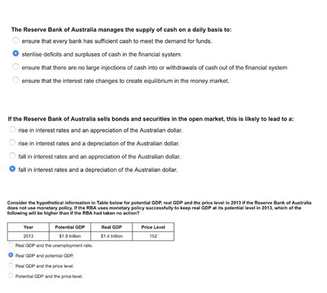 Solved The Reserve Bank Of Australia Manages The Supply Of