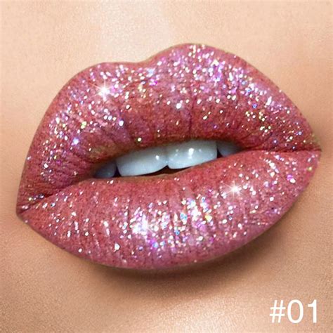 Pudaier Diamond Glitter Flip Lip Gloss Sip Lips Shinning Stars 8 Hours