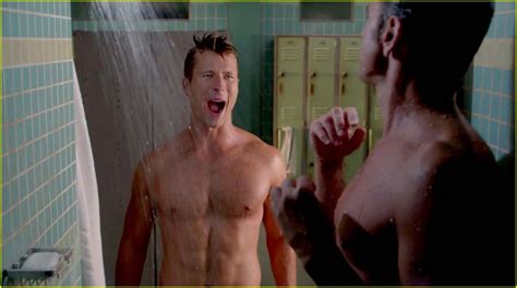 John Stamos Glen Powell Steam Up Scream Queens With Sexy Shower