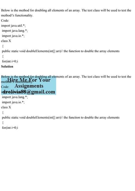 Below Is The Method For Doubling All Elements Of An Array The Test Pdf