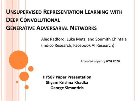 PDF Unsupervised Learning Representation With DCGAN