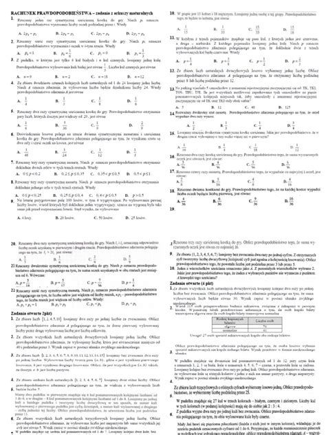 Rachunek Prawdopodobieństwa Zad Maturalne 3 Pdf