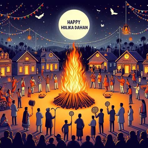 Premium Ai Image Happy Holika Dahan Illustration