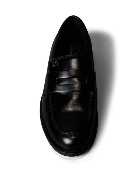 Calvin Klein Leather Airfit Cushioned Penny Loafers In Black For Men Lyst