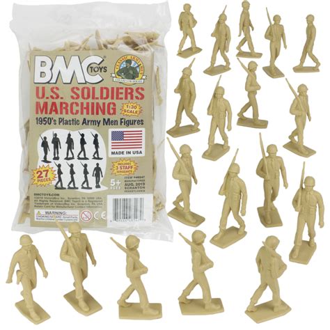 Bmc Marx Plastic Army Men Marching Us Soldiers Tan 27pc Figures Bmc