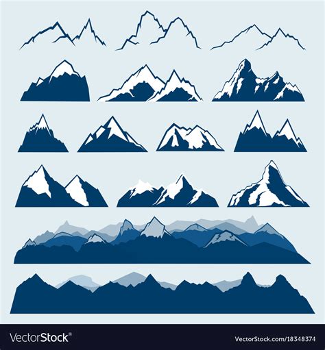 Mountains Set Royalty Free Vector Image VectorStock