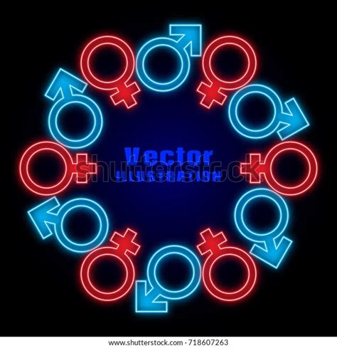 Circle Neon Signs Venus Mars Sex Stock Vector Royalty Free 718607263