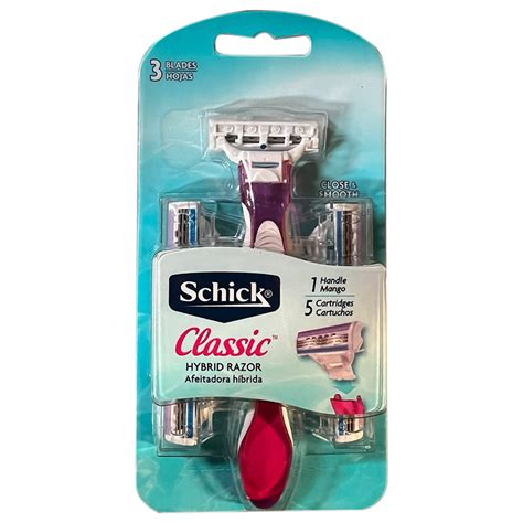 Schick Classic Hybrid Razor 1 Handle 5 Cartridges With 3 Blades