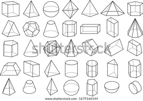 Basic Stereometry Shapes Line Set Cuboid Stock Vector Royalty Free 1679166544
