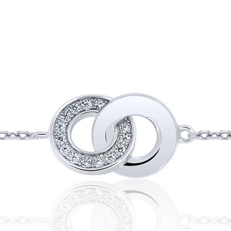 Bracelet Anneaux entrelacés Argent 925 serti Oxydes de Zirconium