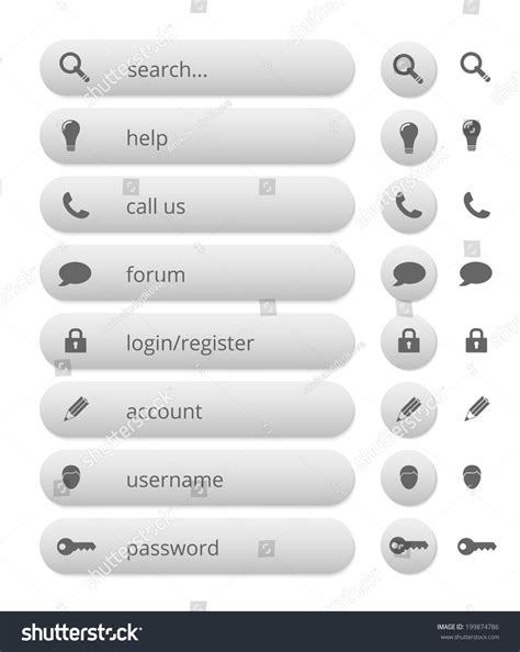 Simple Gray Internet Buttons Icons Bitmap Stock Illustration 199874786