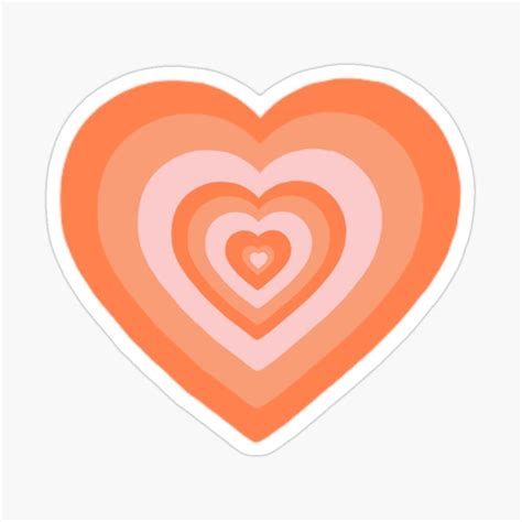 Orange Retro Heart Sticker For Sale By Sloaneduzy Coloring Stickers