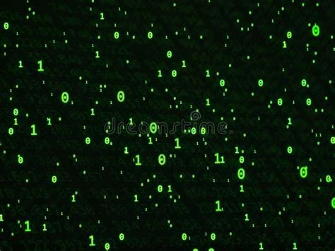 Random Green Binary Code On Black Background