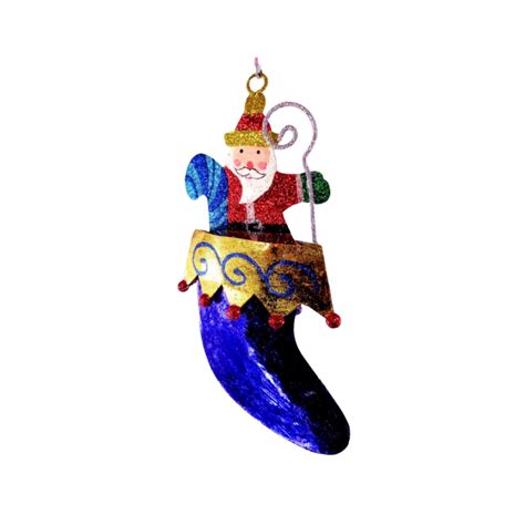 Tins And Wire Santa Blue Socks Stockings Christmas Ornaments By Liman