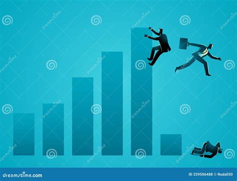 Businessmen Fall Off From Suddenly Drops Chart Vector Illustration