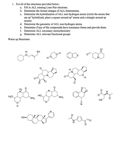 Solved 1 For All Of The Structures Provided Below A Fill