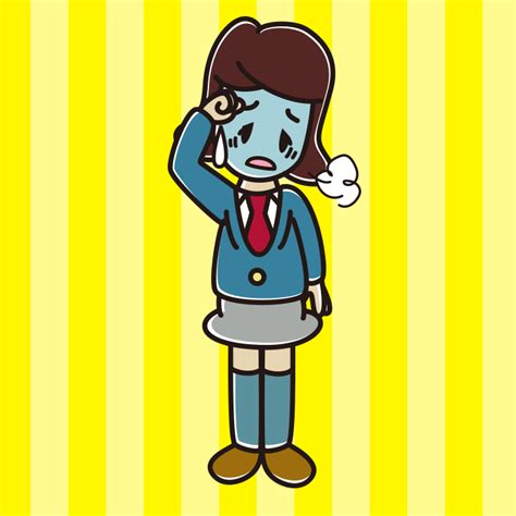 【フリー素材】具合が悪い女子高校生のイラスト｜【free Illustrations】かわいい無料イラスト素材なら「ポンコツイラストクラブ」