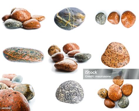 잡종 젖은 흰색 배경에 고립 바다 돌 바다 돌의 집합입니다 광물질에 대한 스톡 사진 및 기타 이미지 광물질 단순함 돌 바위 Istock