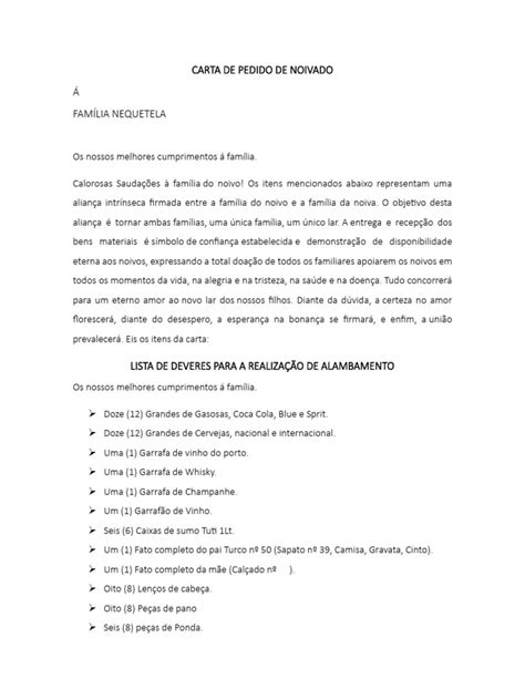 Carta De Pedido De Noivado 1 Pdf