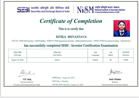 Im Pleased To Announce The Successful Completion Of Sebi Investor Certificate Exam Which Will