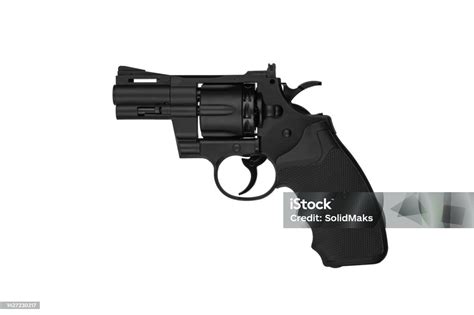 스포츠 및 엔터테인먼트용 공압 권총 리볼버 에어소프트 건 흰색 배경에서 격리합니다 에어소프트 건에 대한 스톡 사진 및 기타 이미지 에어소프트 건 0명 강철 Istock