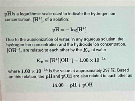 Solved Ph Is ﻿a Logarithmic Scale Used To ﻿indicate The