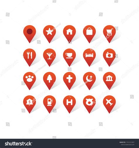 Map Pin Pointer Icon Set Vector Stock Vector Royalty Free 1741312307 Shutterstock