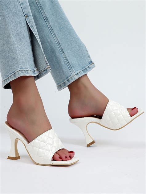 Mules à talons blanches Mules d été en cuir synthétique polyuréthane à