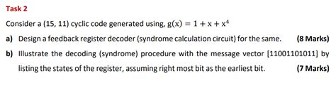 Solved Task Consider A Cyclic Code Generated Chegg