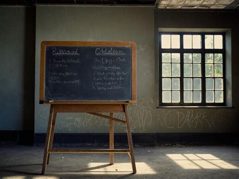 Dusty Chalkboard In An Unused Classroom High School Image Picture Premium Ai Generated Image