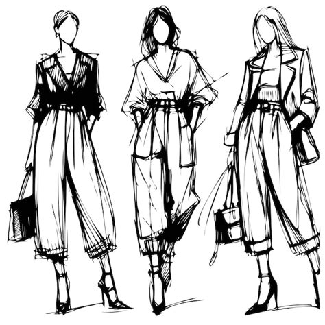 Premium Vector Stylish Fashion Models Fashion Girls Sketch