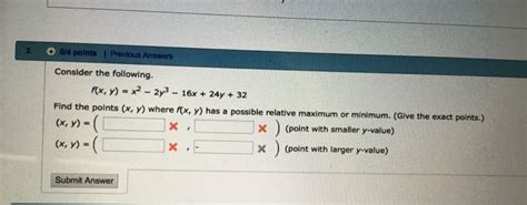 Solved Consider The Following F X Y X 2 2y 3 16x